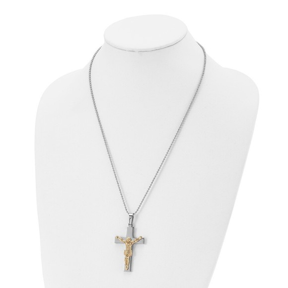 Chisel | Jewelry | Chisel Stainless Steel Yellow Ipplated Crucifix ...